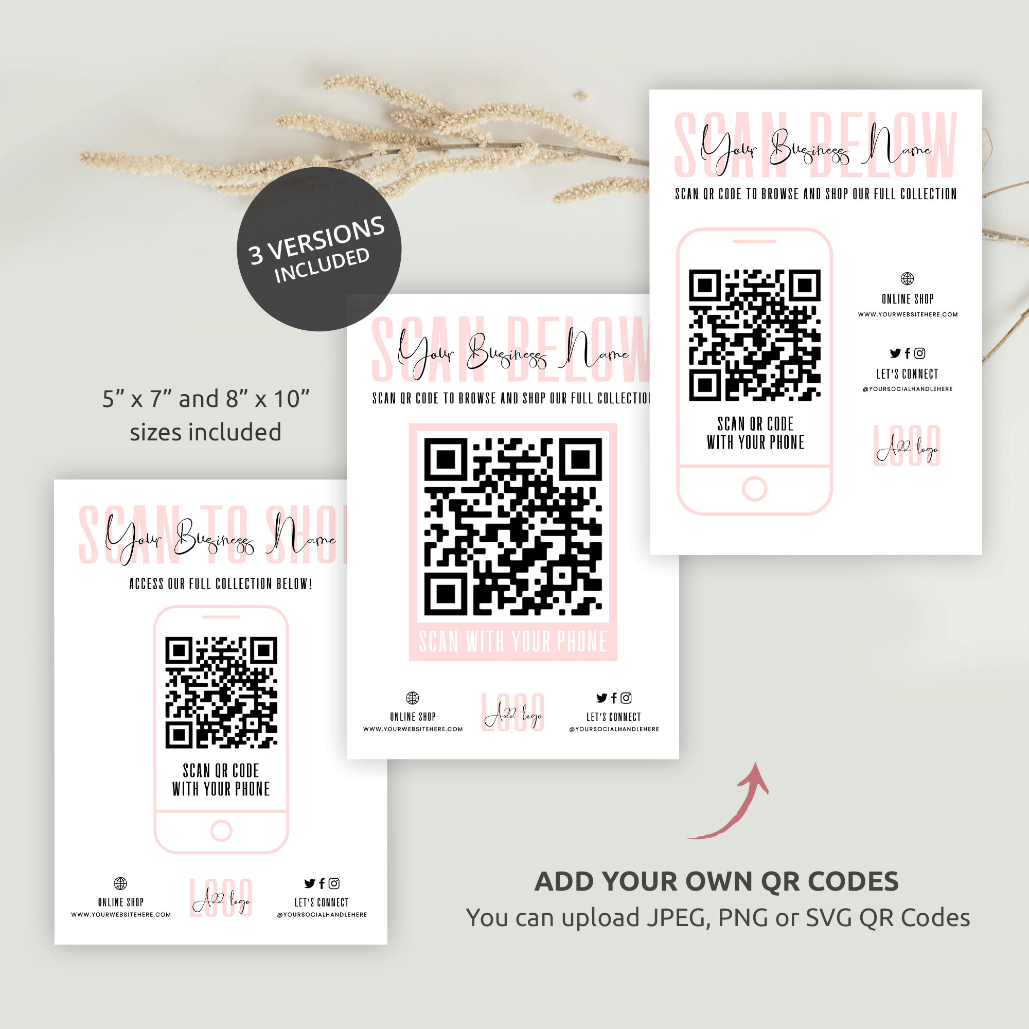 Custom QR Code Sign Design Scan QR Code Template Printable - Etsy UK