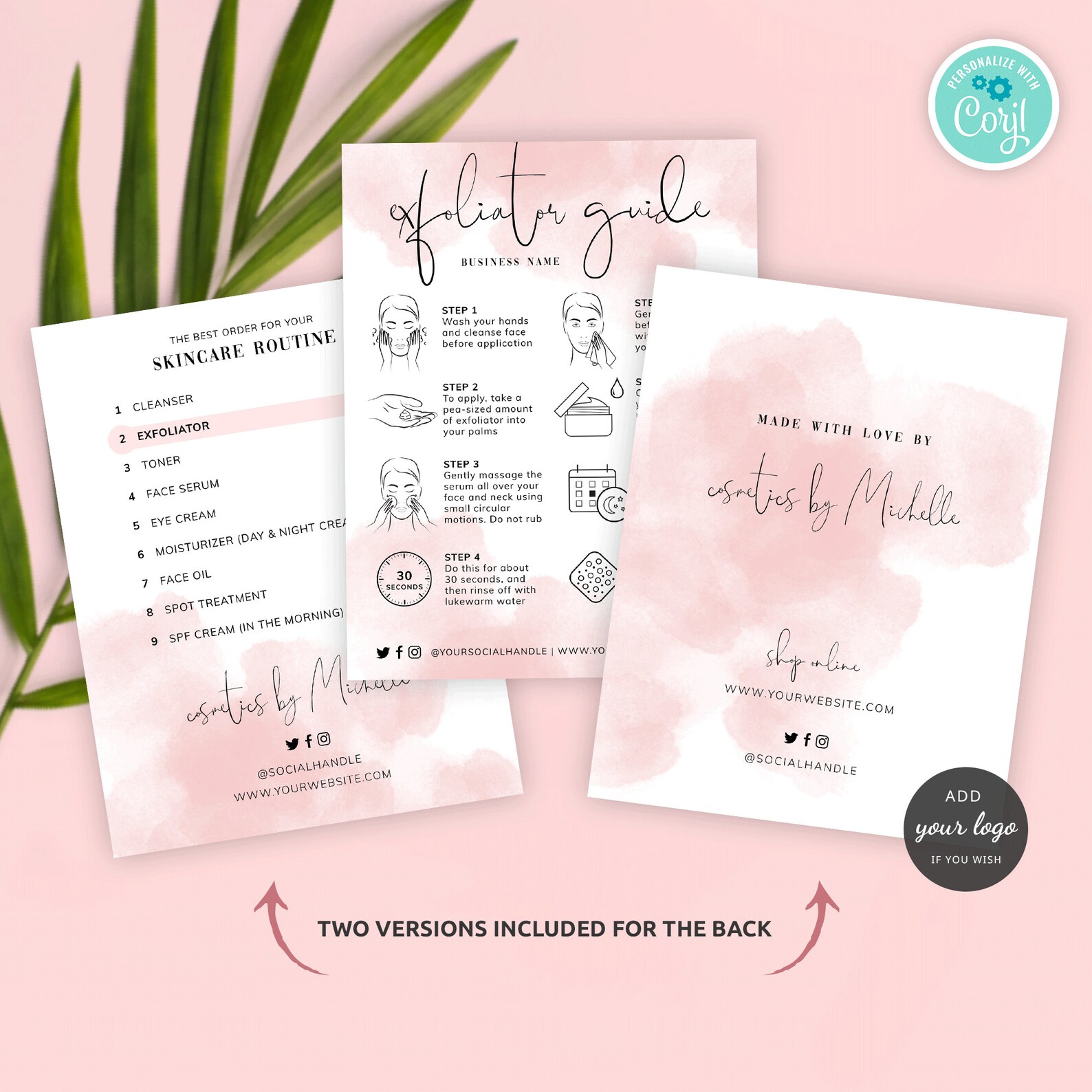 Face Exfoliator Application Guide, Skincare Regime Template, Editable ...