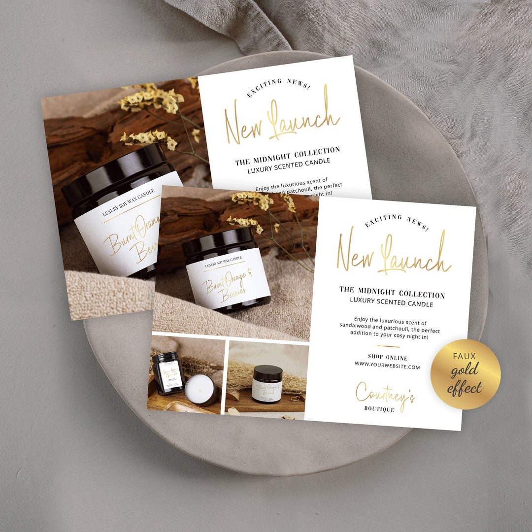 DIY Product Launch Flyer Template, Faux Gold Business Marketing Leaflet ...