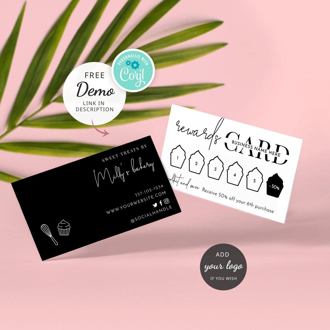 Cupcake Loyalty Card Template Bakery Stamp Cards Minimalist - Etsy