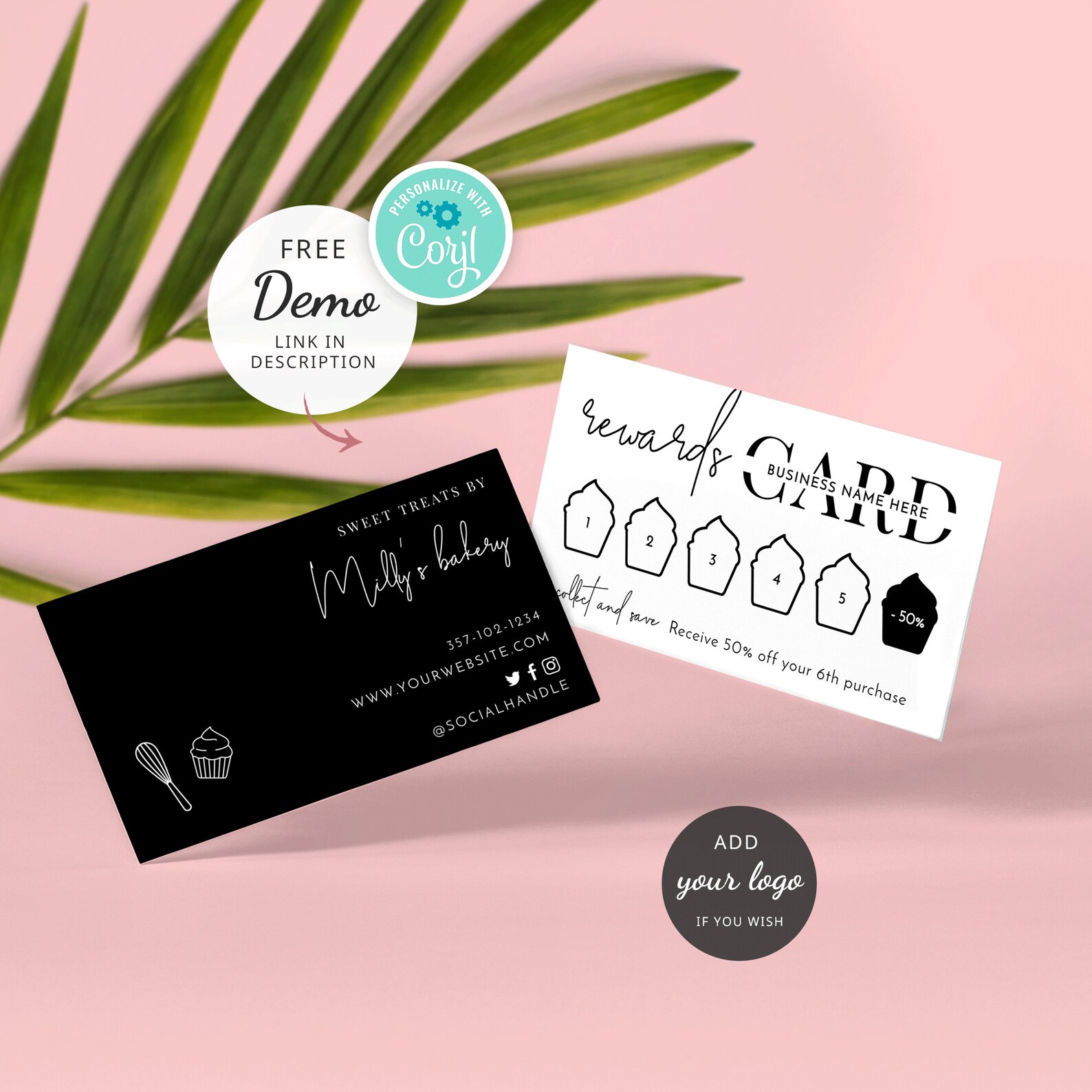 Cupcake Loyalty Card Template Bakery Stamp Cards Minimalist - Etsy