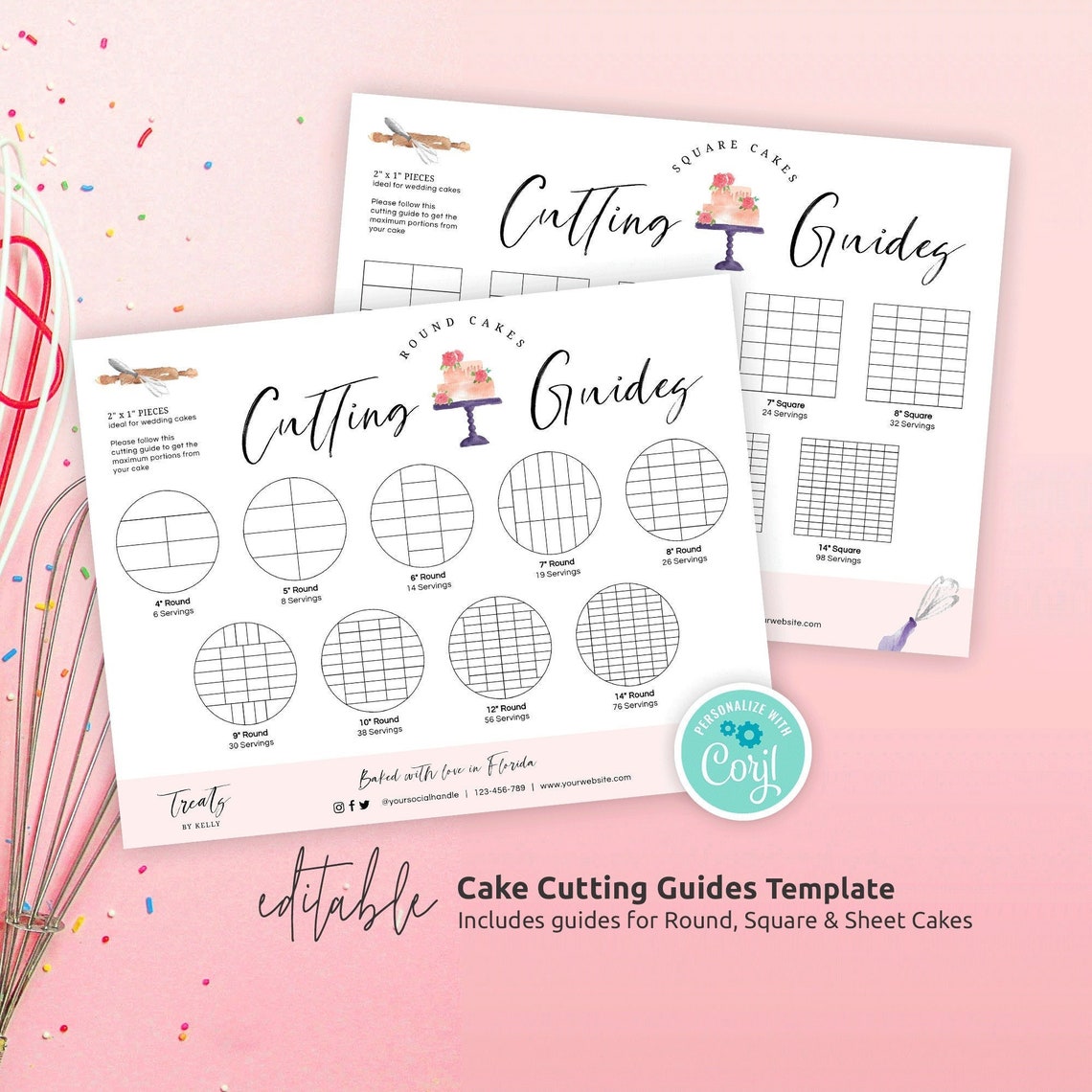 Printable Cake Cutting Guides Template Wedding Cake Serving - Etsy