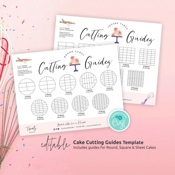 Printable Cake Cutting Guides Template Wedding Cake Serving - Etsy ...