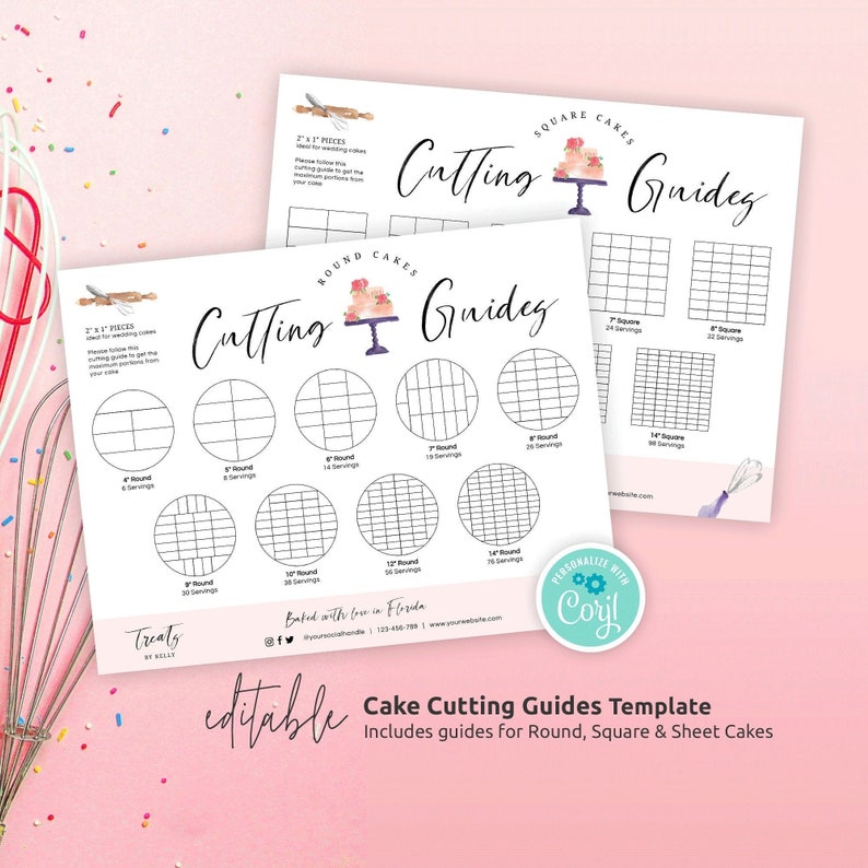 Printable Cake Cutting Guides Template Wedding Cake Serving - Etsy
