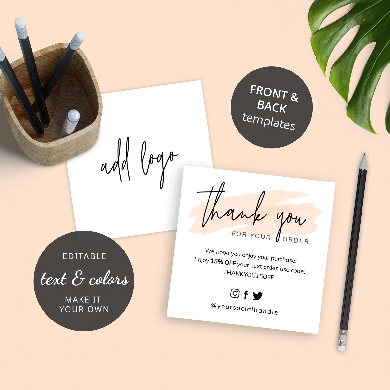 MINI Thank You Card Template, Customizable Business Thank You Card ...