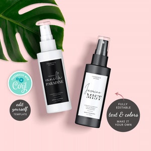 Cosmo Bottle Label Template, Editable Spray Bottle Labels, 4 Oz 8 Oz 16 ...