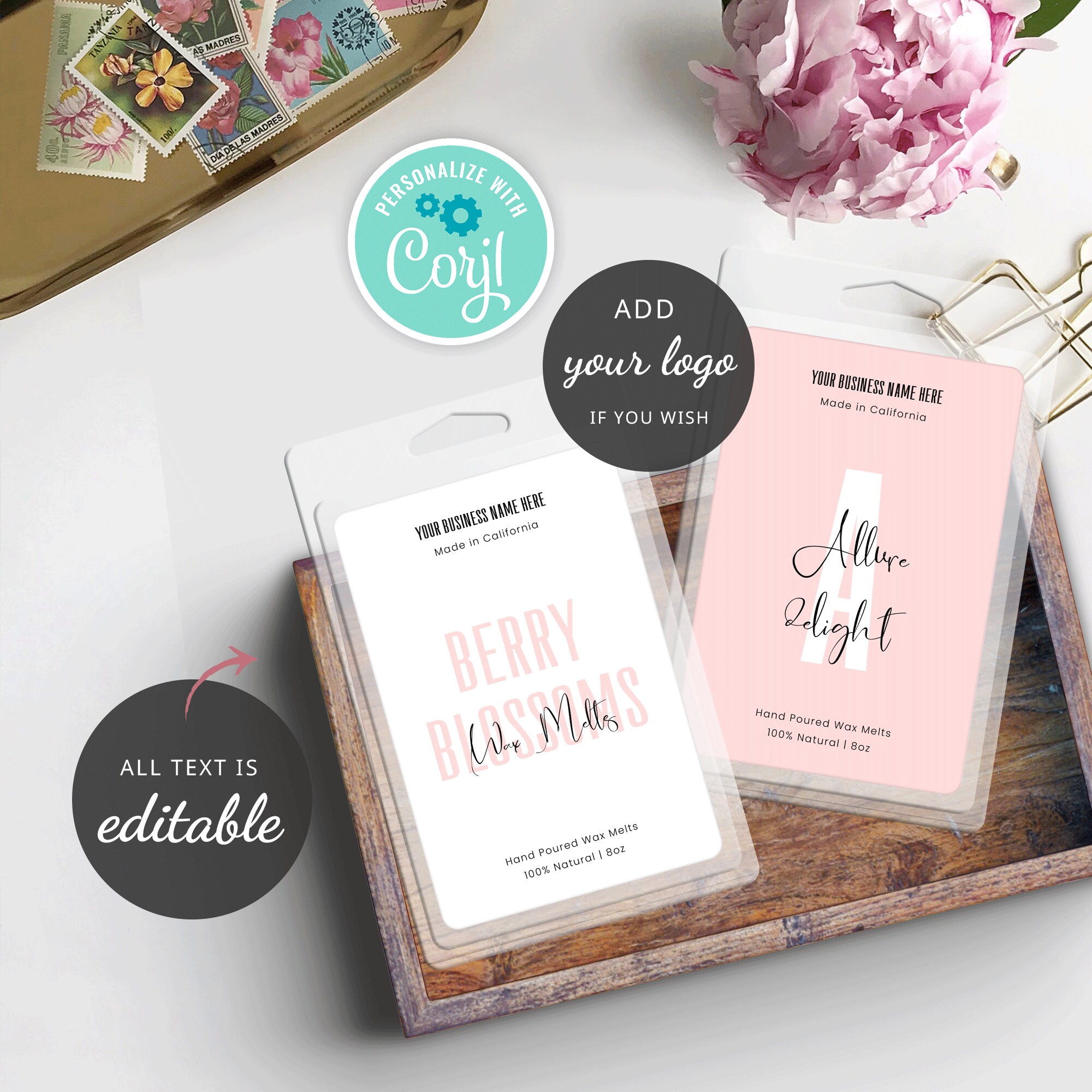 Editable Wax Melts Label, 2x3", 5x3" Label Template, Custom Wax Melt ...