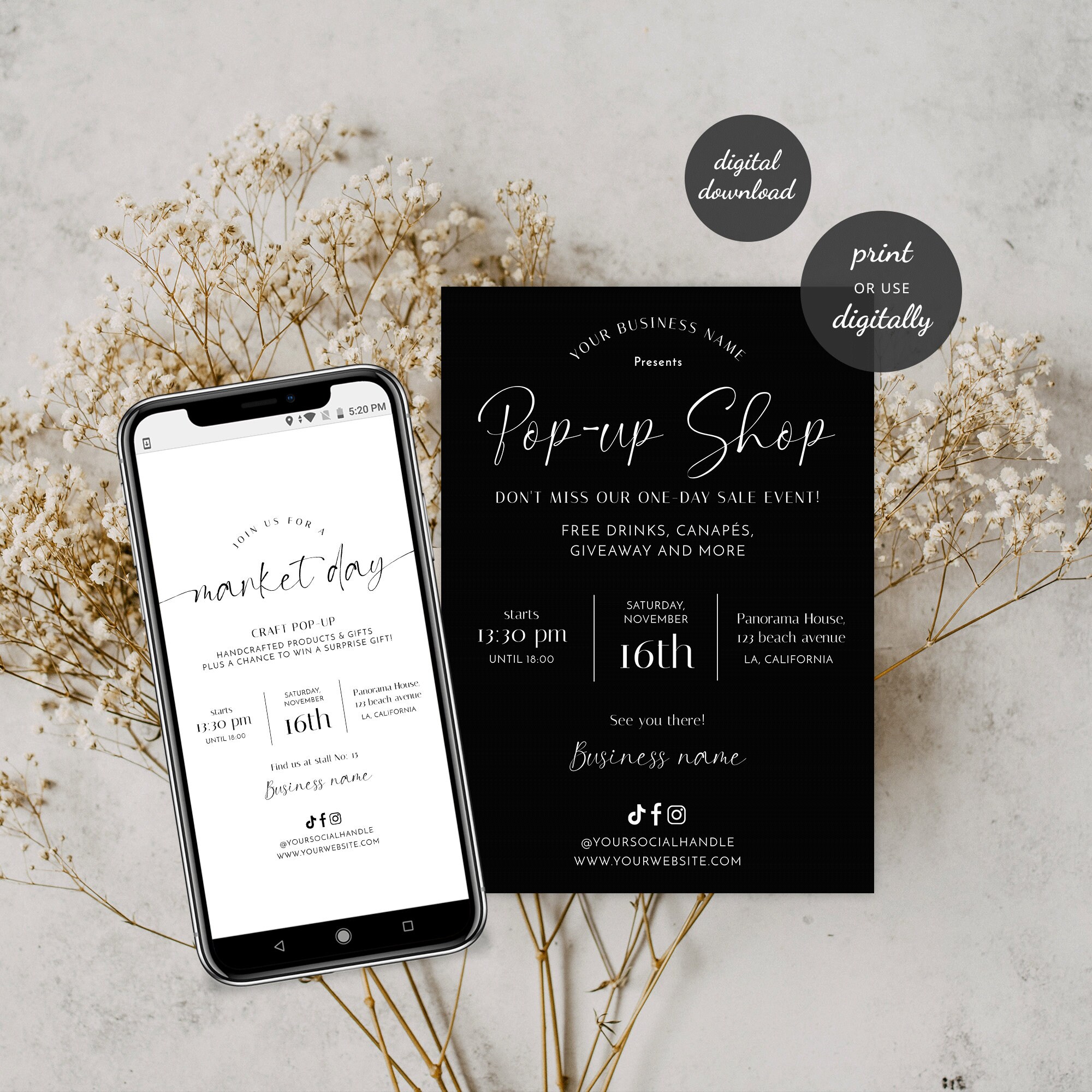 Market Day Flyer Template, Editable Pop up Shop Leaflet, Business Event ...