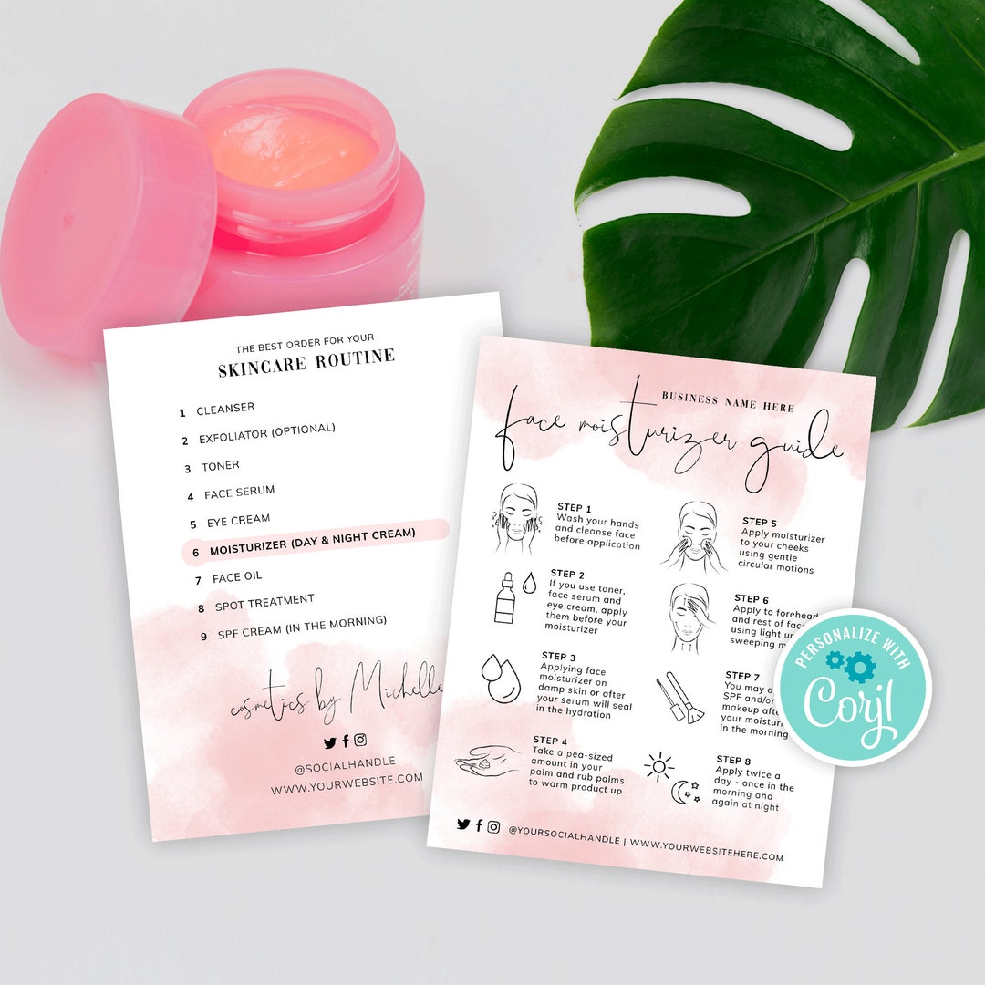 Face Moisturizer Application Guide, Skincare Regime Template, Editable ...