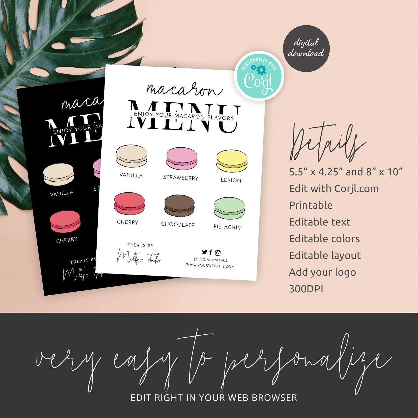 DIY Macarons Menu Template Minimalist Macarons Flavor List - Etsy