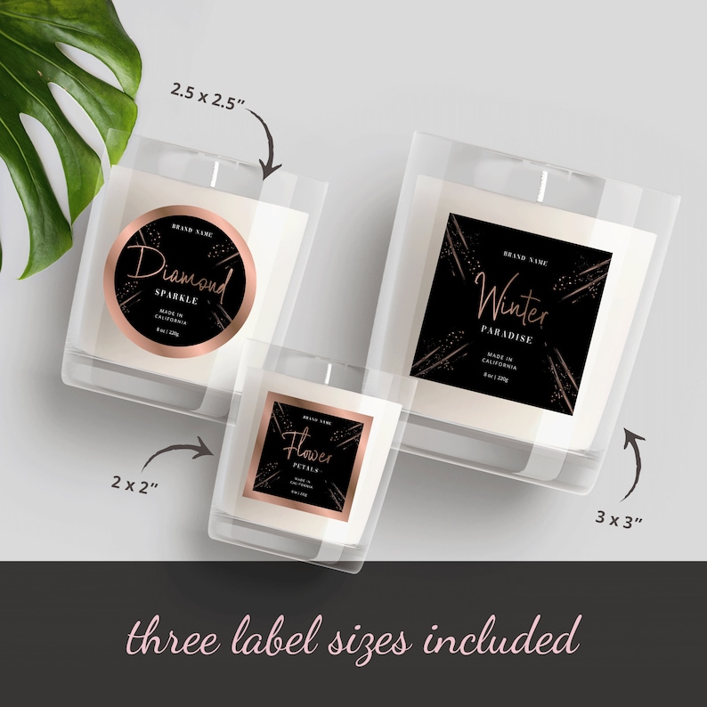 Rose Gold Effect Labels Template Editable Circle and Square | Etsy