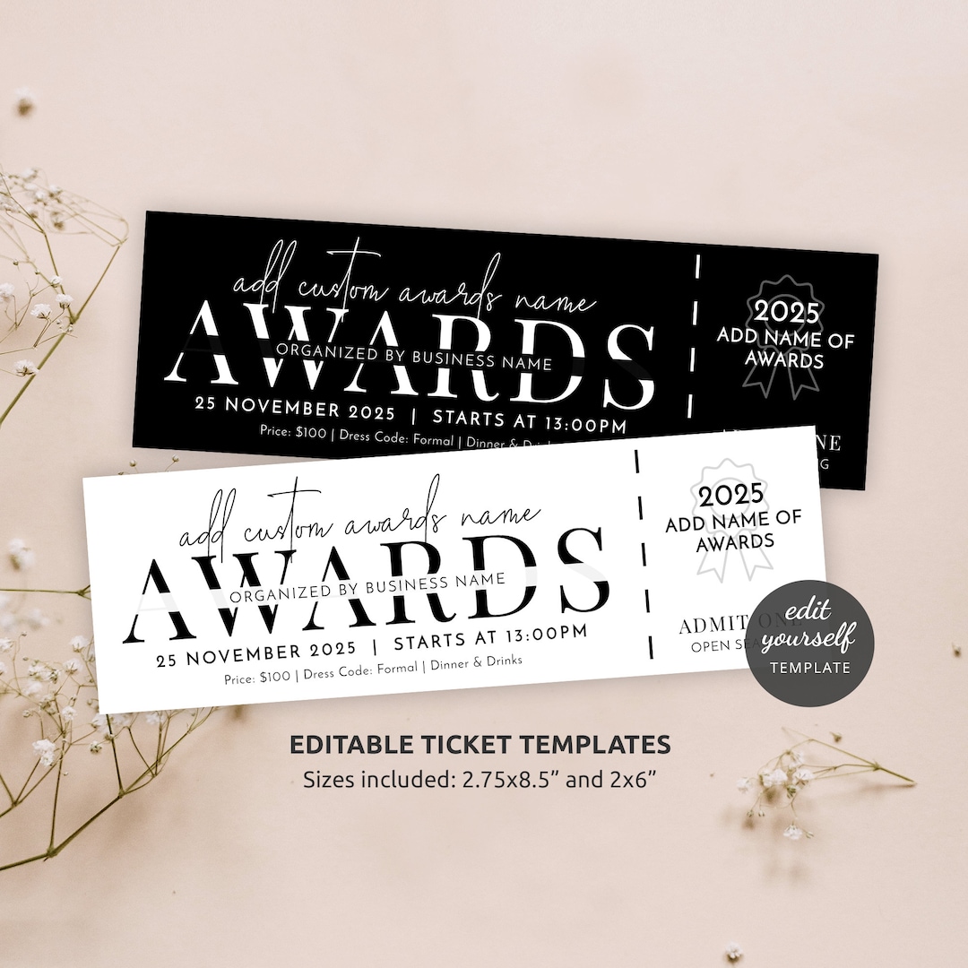 Minimalist Awards Ticket Template, Awards Night Entrance Token ...