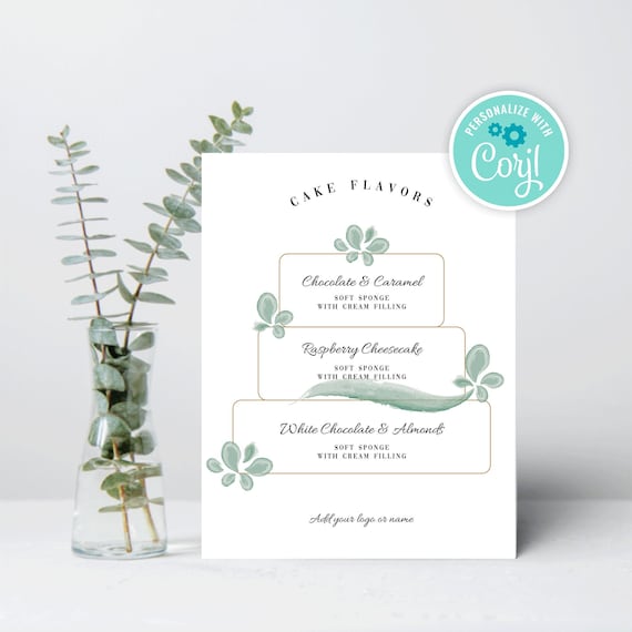 Instant Cake Flavor Template Editable Cake Menu Wedding Cake | Etsy