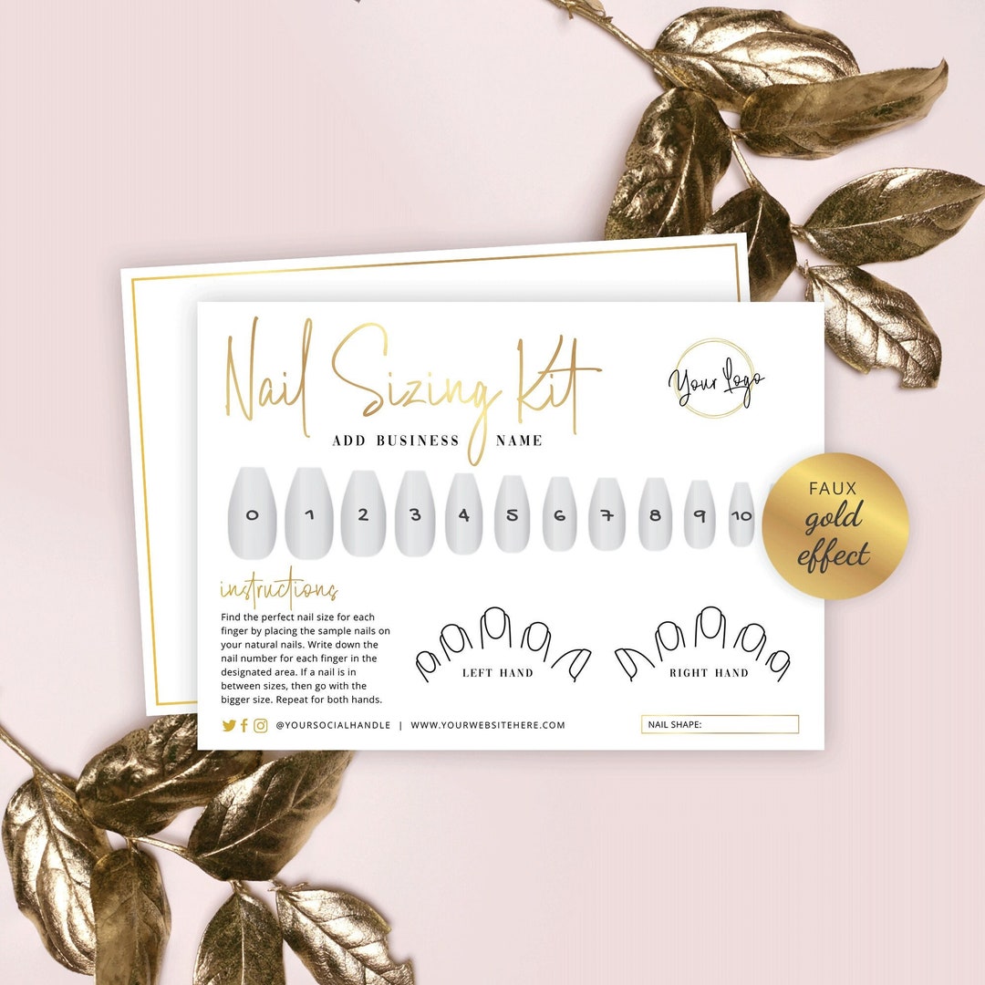 Nail Sizing Kit Template, Custom False Nails Size Guide, Printable ...