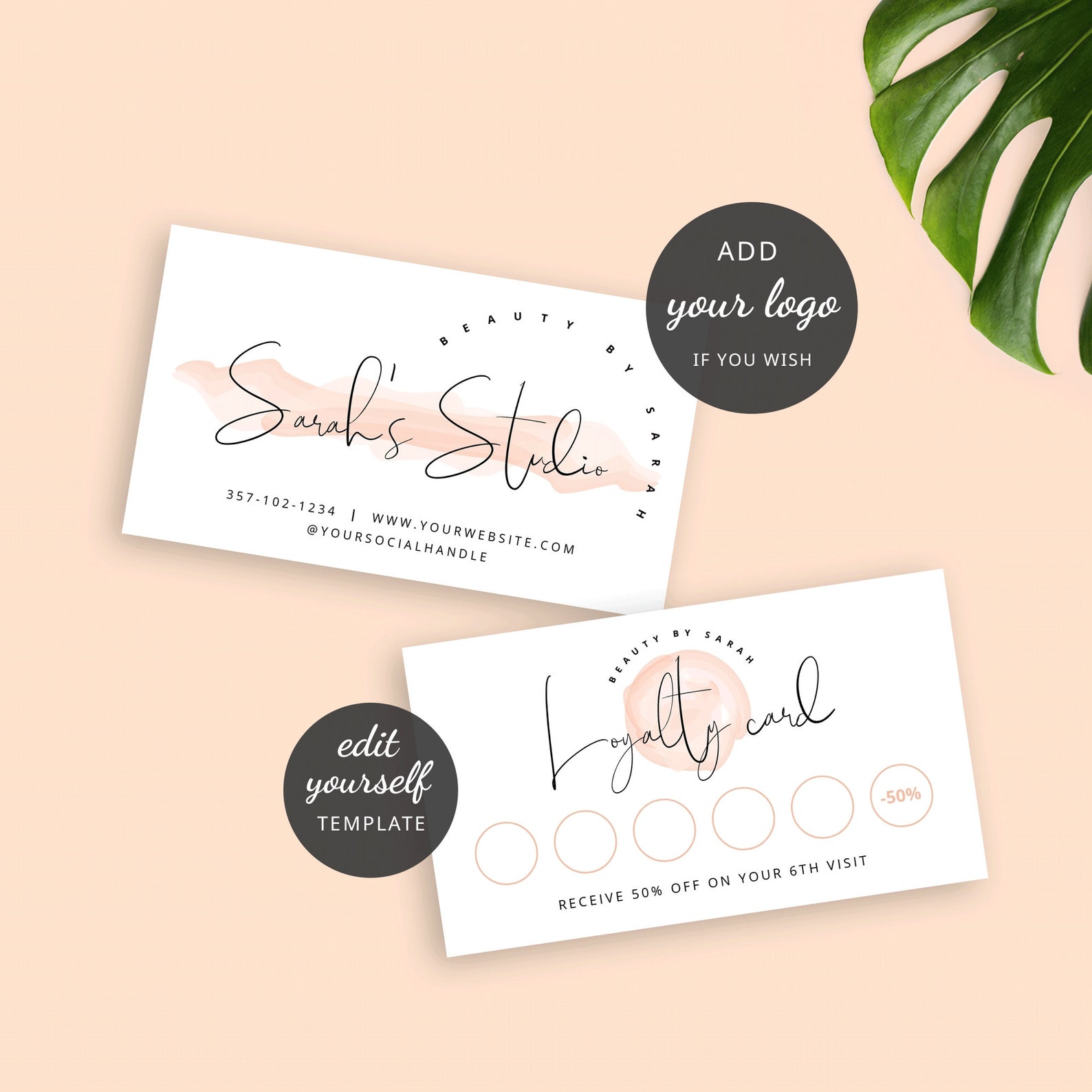 Editable Loyalty Cards, DIY Rewards Card Template, Beauty Salon Loyalty ...