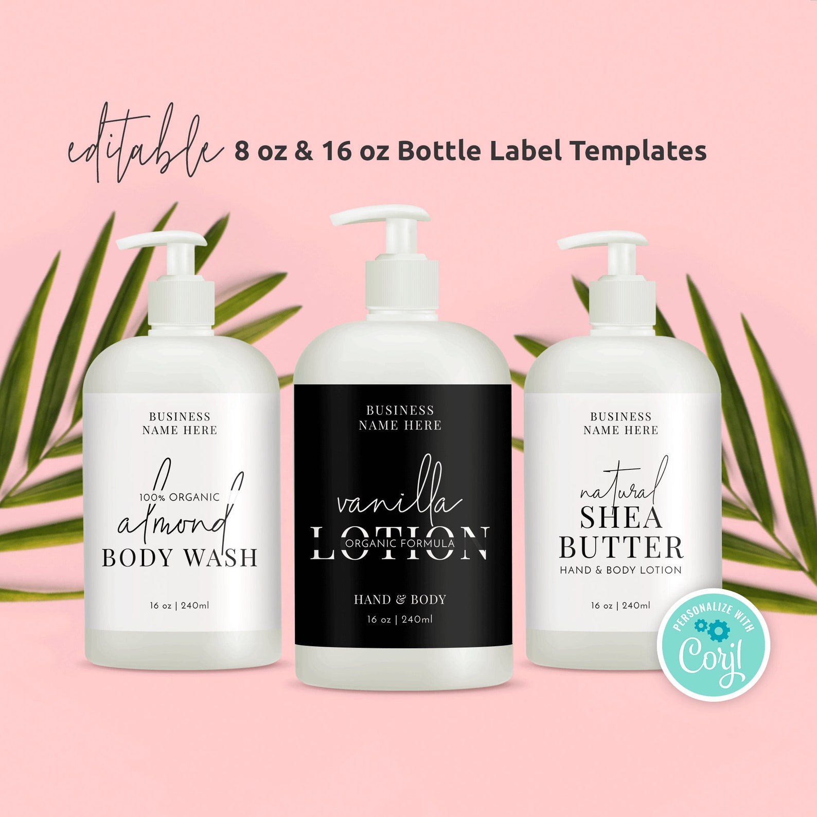 Minimalist Pump Bottle Label Template Editable Wrap Around 8 - Etsy