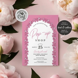 Girly Pop up Shop Invitation Template, Custom Summer Market Day Leaflet ...