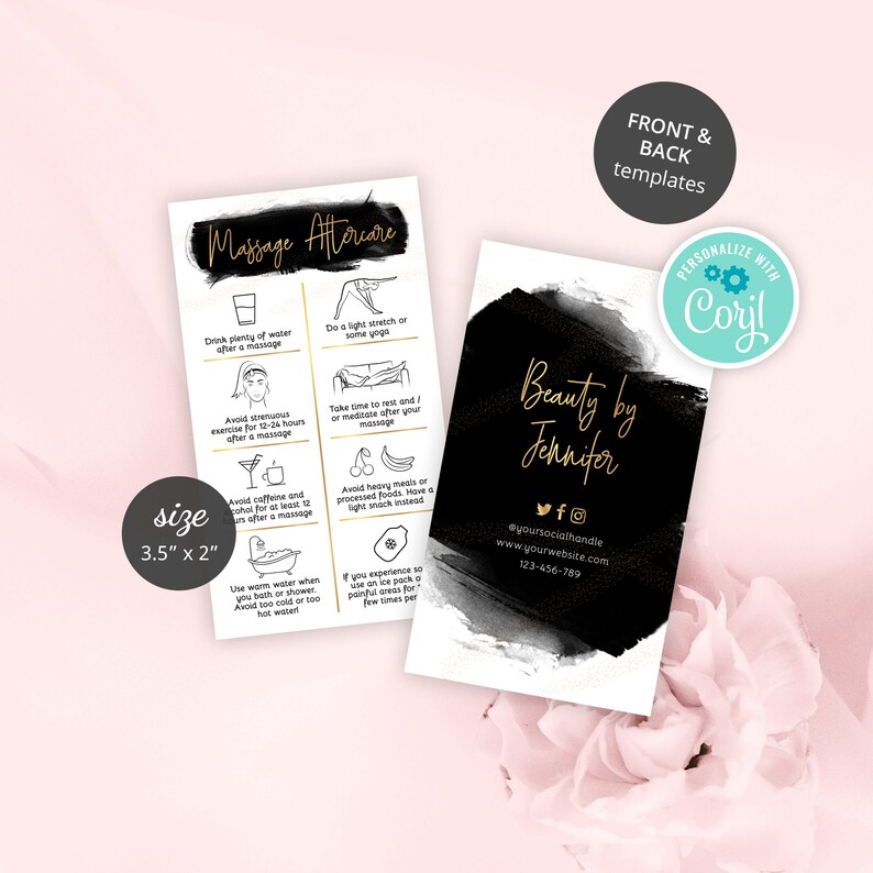 Massage Care Card Template Editable Massage Aftercare Guide | Etsy