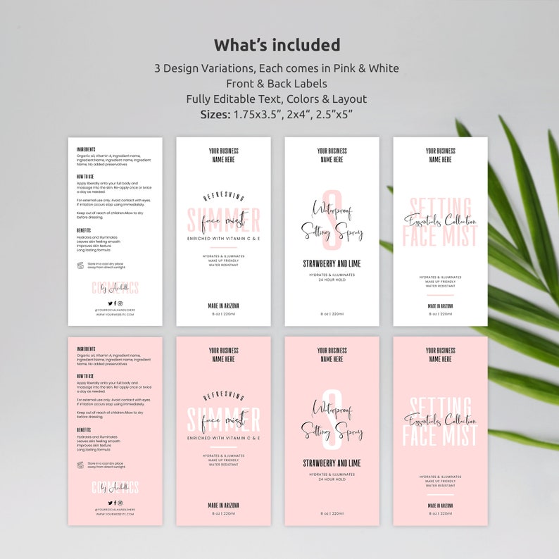 Cosmetic Bottle Label Template Editable Cosmo Bottle Labels 8 - Etsy