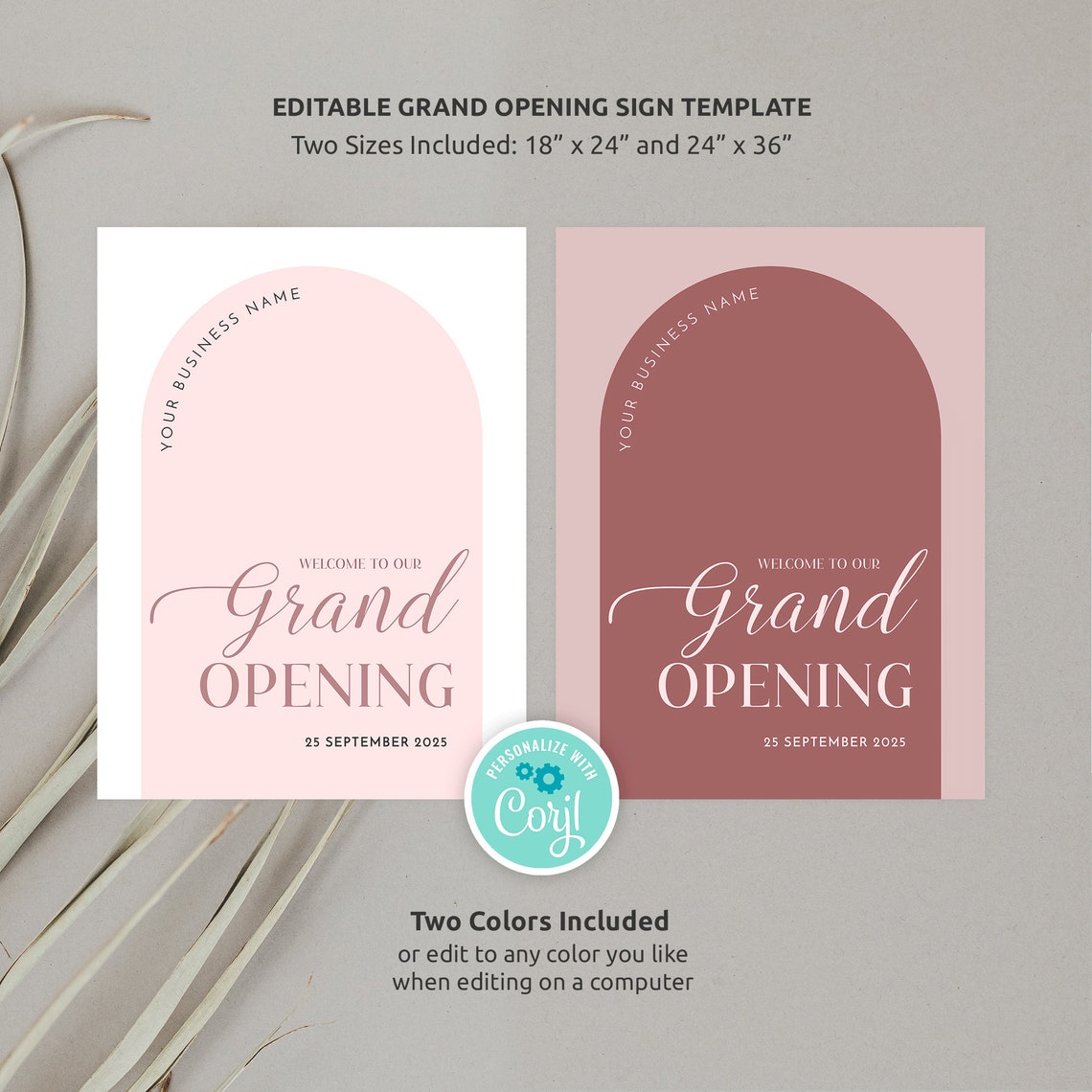Boho Grand Opening Sign Template, Elegant Pink Terracotta Arch, Launch ...