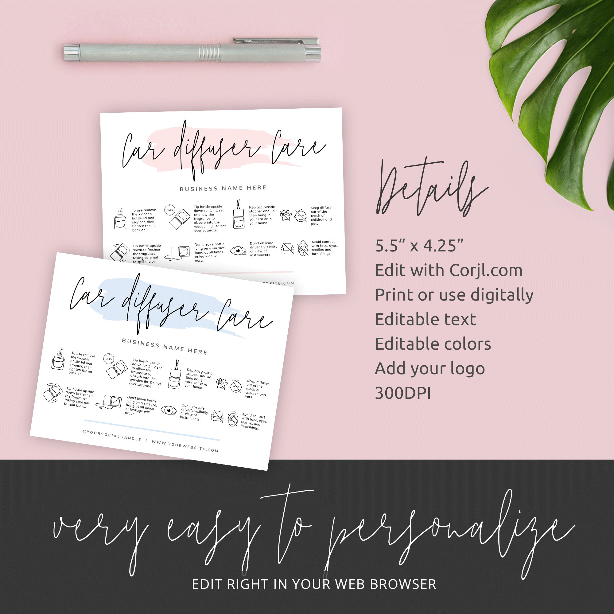 Car Diffuser Care Guide Template Printable Hanging Diffuser - Etsy ...