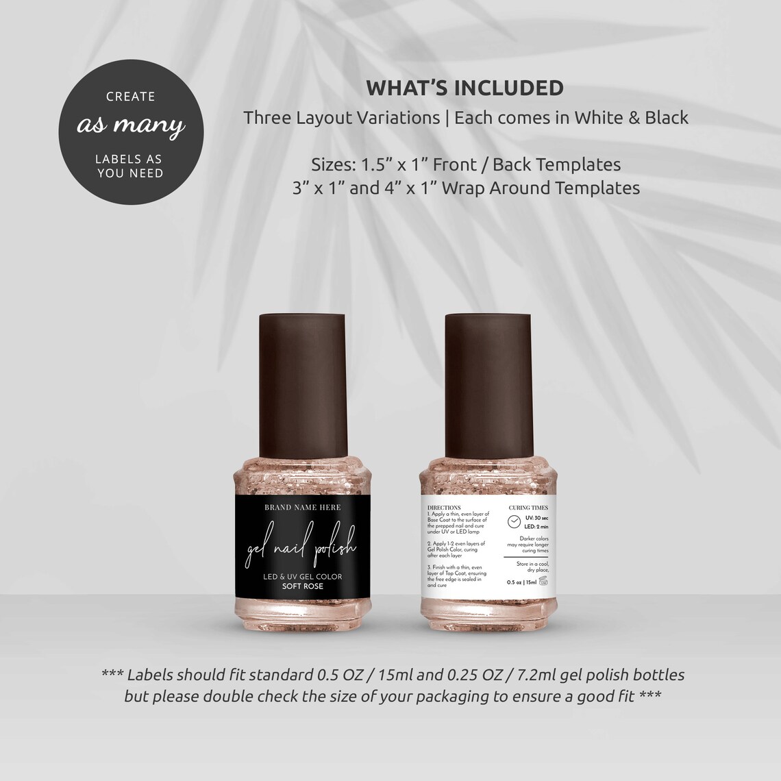 Nail Polish Label Template Editable Gel Polish Bottle - Etsy