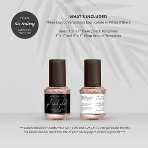 Nail Polish Label Template, Editable Gel Polish Bottle Wraparound ...