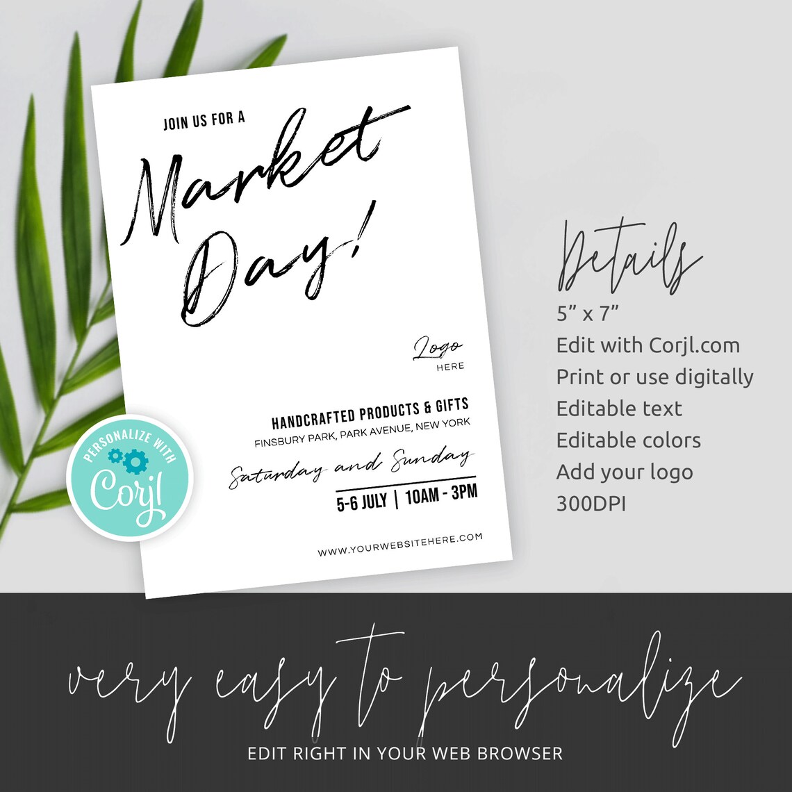 Minimalist Market Day Flyer Template Editable Market Stall - Etsy