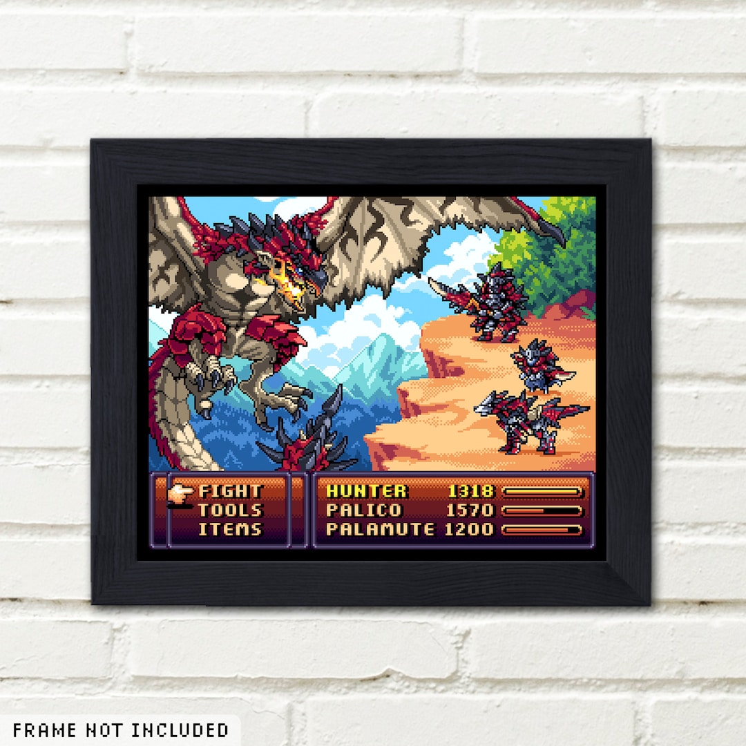 Monster Hunter RATHALOS RPG Demake Pixel Art Poster High Quality Video ...