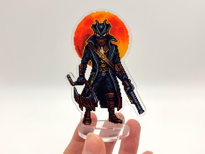 Hunter & Doll Pixel Art Acrylic Standee: 8bit Bloodborne Desk Buddy - Etsy