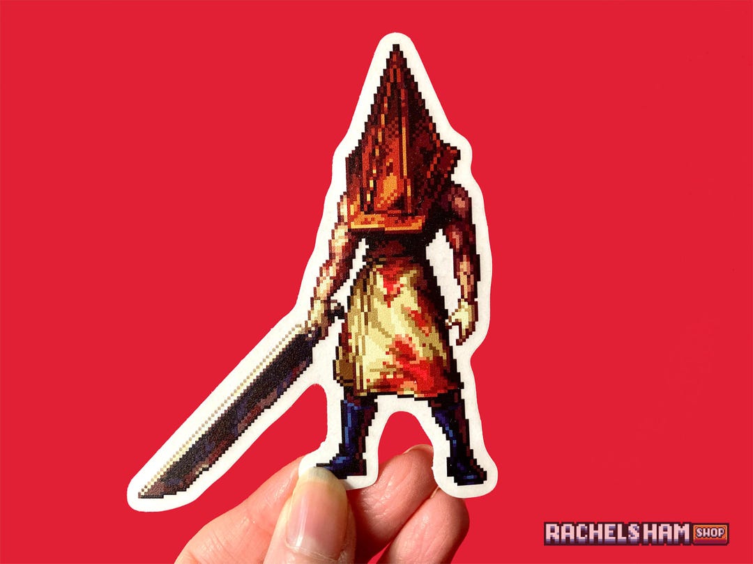 Pyramid Head Pixel Art Sticker: Waterproof Matte Vinyl With Clear ...