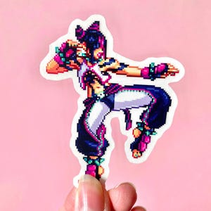 Juri Street Fighter 6 Outfit 1 Pixel Art Sticker, Waterproof Clear ...