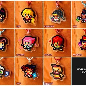 Street Fighter 6 Chibi Pixel Art Acrylic Keychain: Ryu, Ken, Chun-li ...