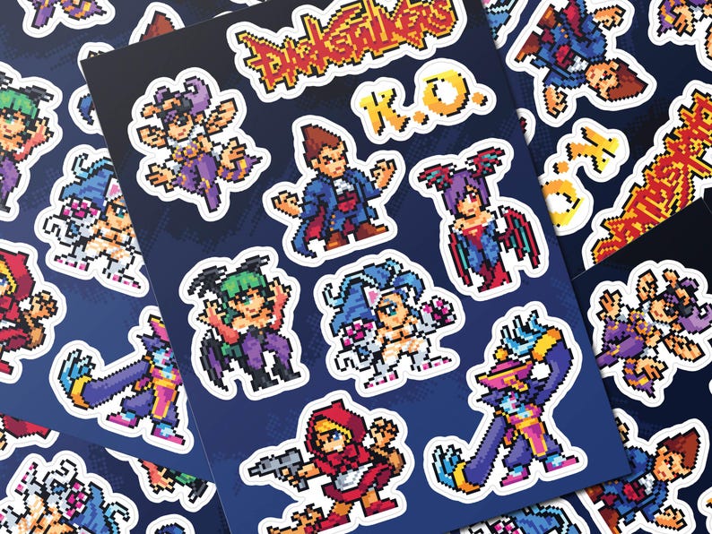 Darkstalkers Pixel Art Sticker Sheet - Clear Waterproof Vinyl - Etsy