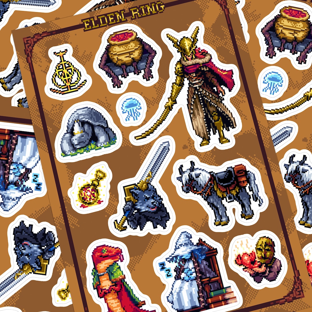 Elden Ring Pixel Art Sticker Sheet With Ranni Malenia Blaidd Torrent ...