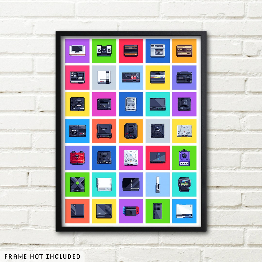 Pixel Video Game Consoles Poster High Quality Retro Gaming Video Game ...