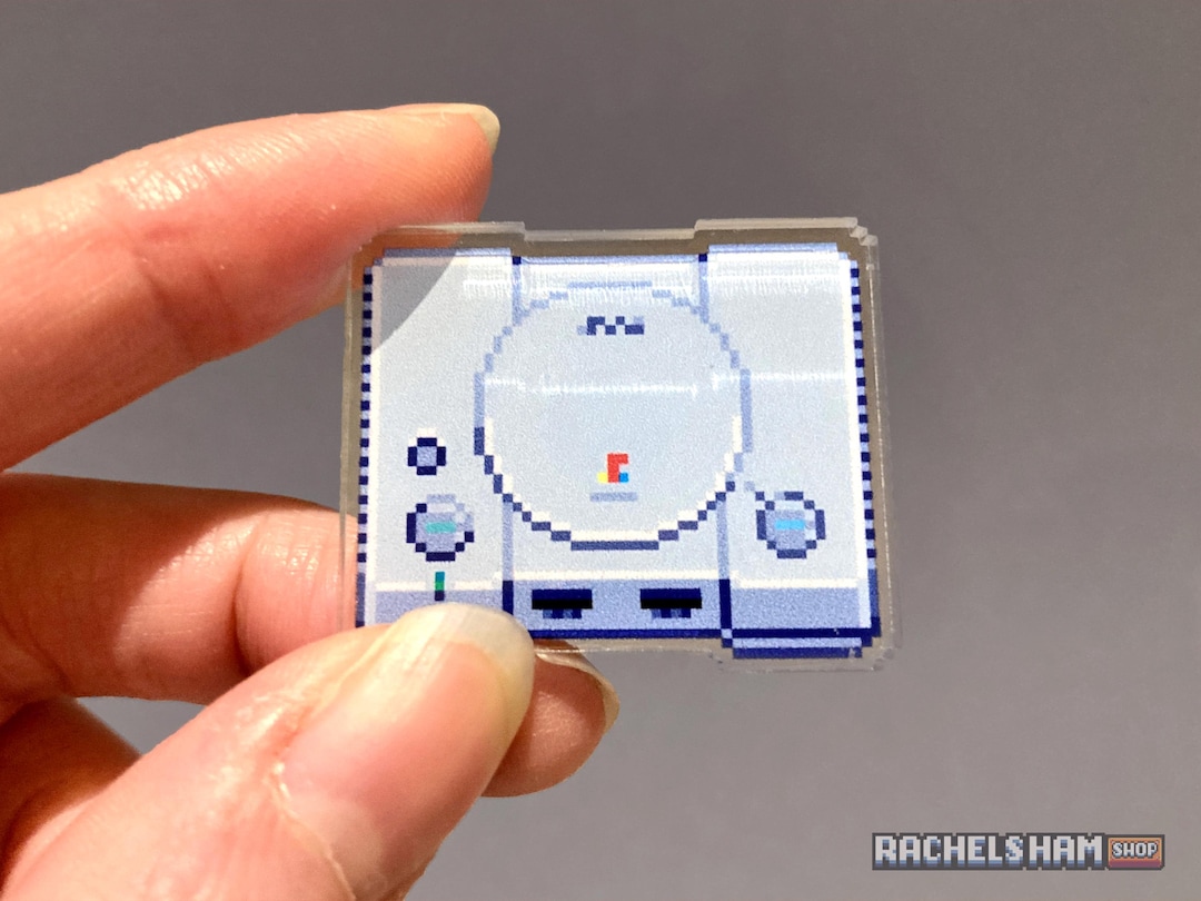 PS1 Console Acrylic Pin Retro 8bit Pixel Art Playstation Video Game ...