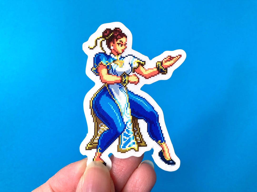 Chun Li Street Fighter 6 Outfit 1 Pixel Art Sticker, Waterproof Clear ...
