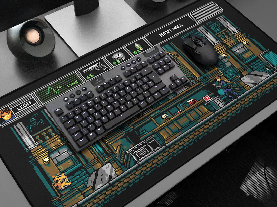 Raccoon Police Station Gaming Desk Mat: 8bit Resident Evil 2 Pixel Art ...