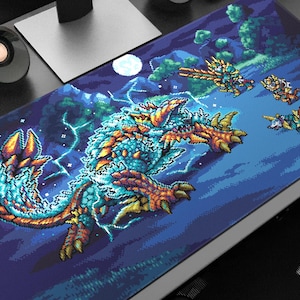 Monster Hunter Zinogre Pixel Art Gaming Desk Mat - Etsy