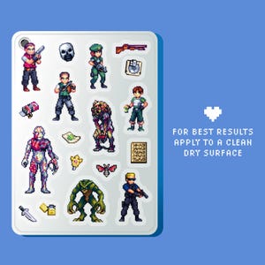 Resident Evil Pixel Art Sticker Sheet With Chris Redfield Jill ...