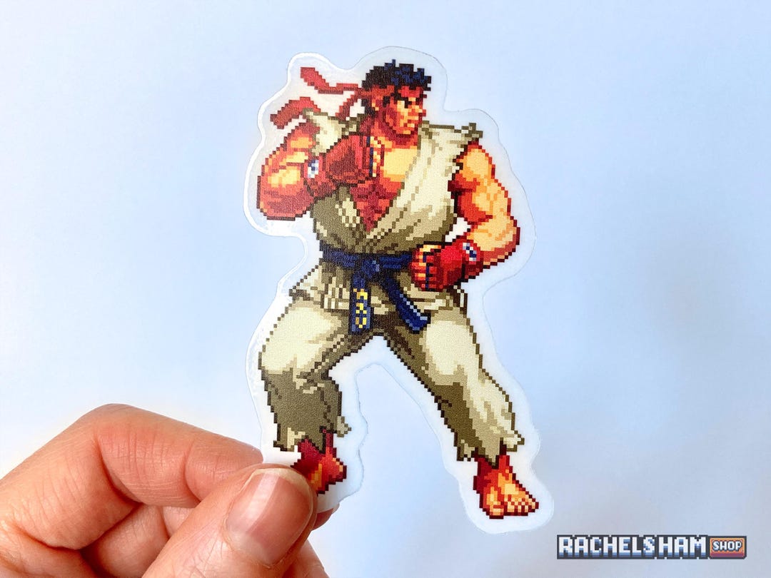 Ryu Street Fighter 6 Pixel Art Sticker: Classic Outfit - Clear ...