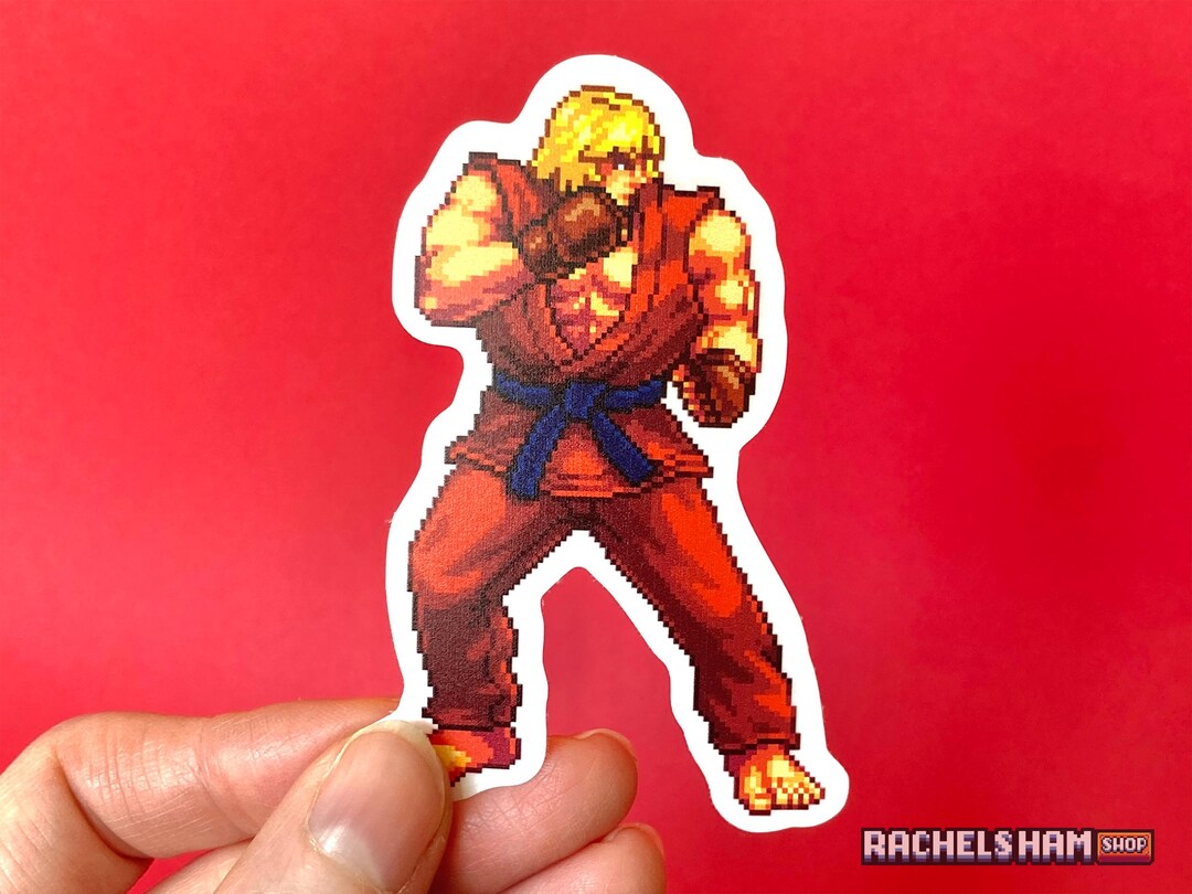 Ken Masters Street Fighter 6 Pixel Art Sticker: Classic Outfit - Clear ...