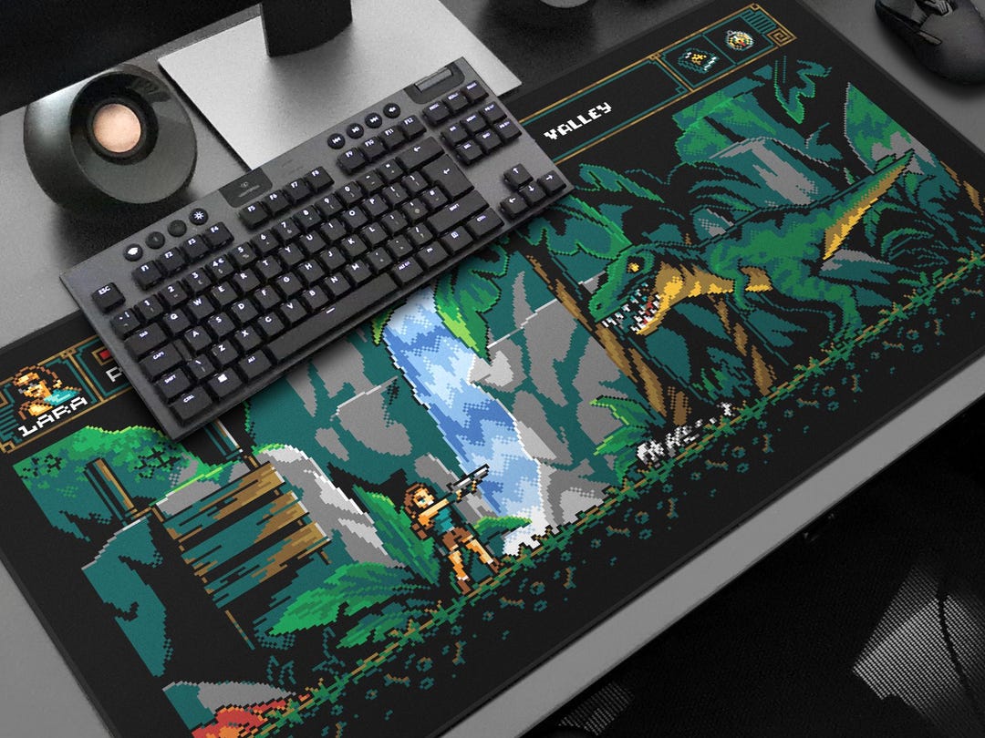Lost Valley Gaming Desk Mat: 8bit Tomb Raider Pixel Art XL Mouse Pad - Etsy