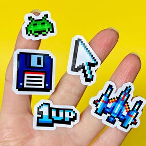 Retro Gaming Pixel Art Sticker Sheet With Arcade Gameboy Joystick PC ...