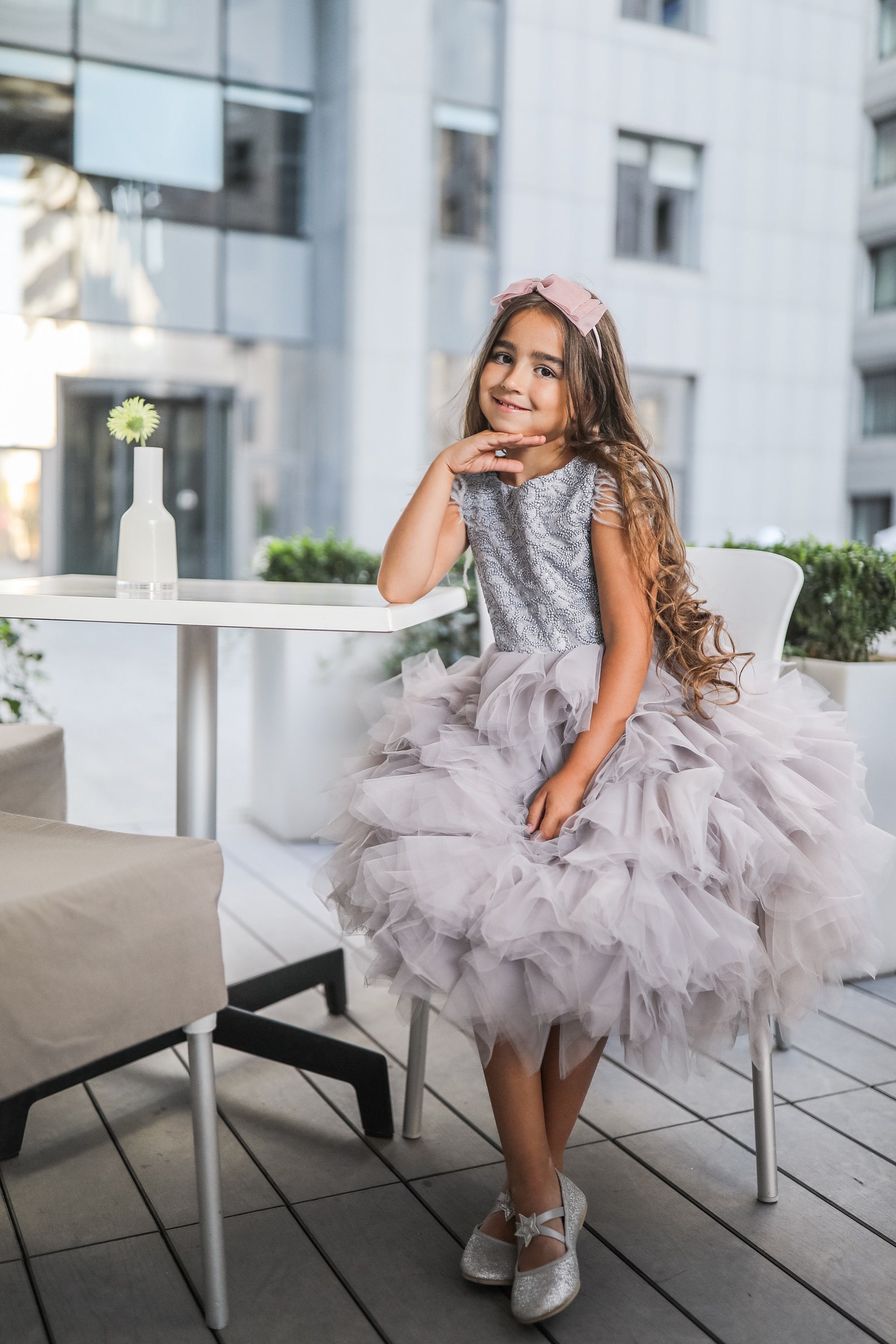 Gray Kids Dress Party Dress Elegant Dress Girls Princes - Etsy