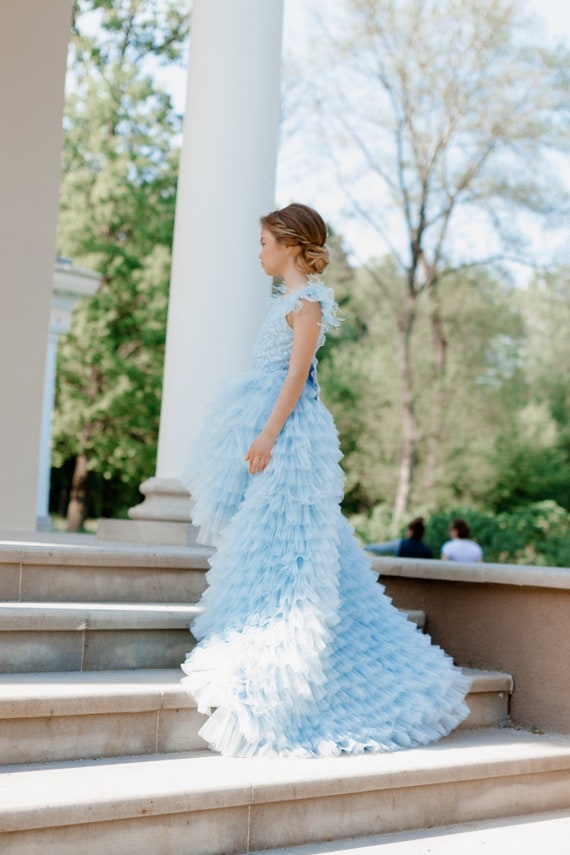 Blue Kids Dress Party Dress Elegant Dress Girls Princes - Etsy