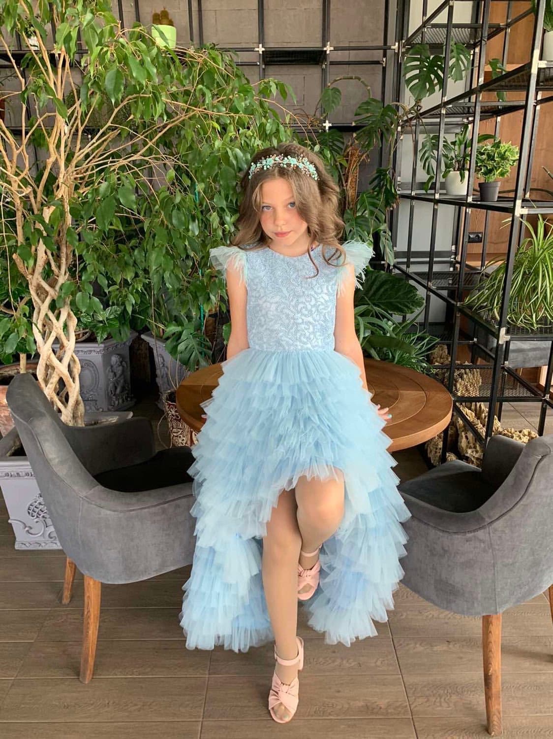 Blue Kids Dress Party Dress Elegant Dress Girls Princes | Etsy