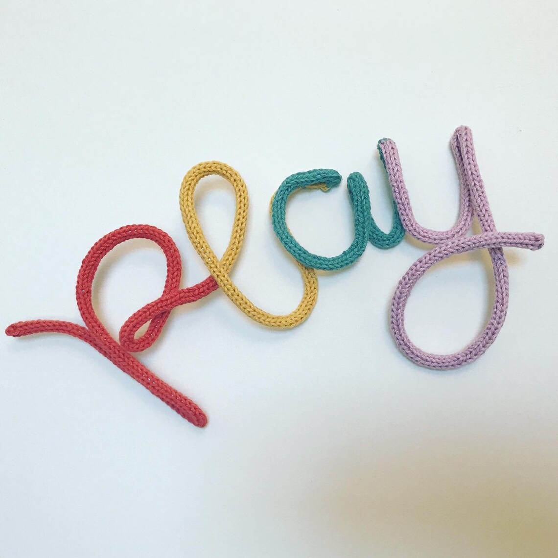 Play knitted sign wire wording nursery decor | Etsy