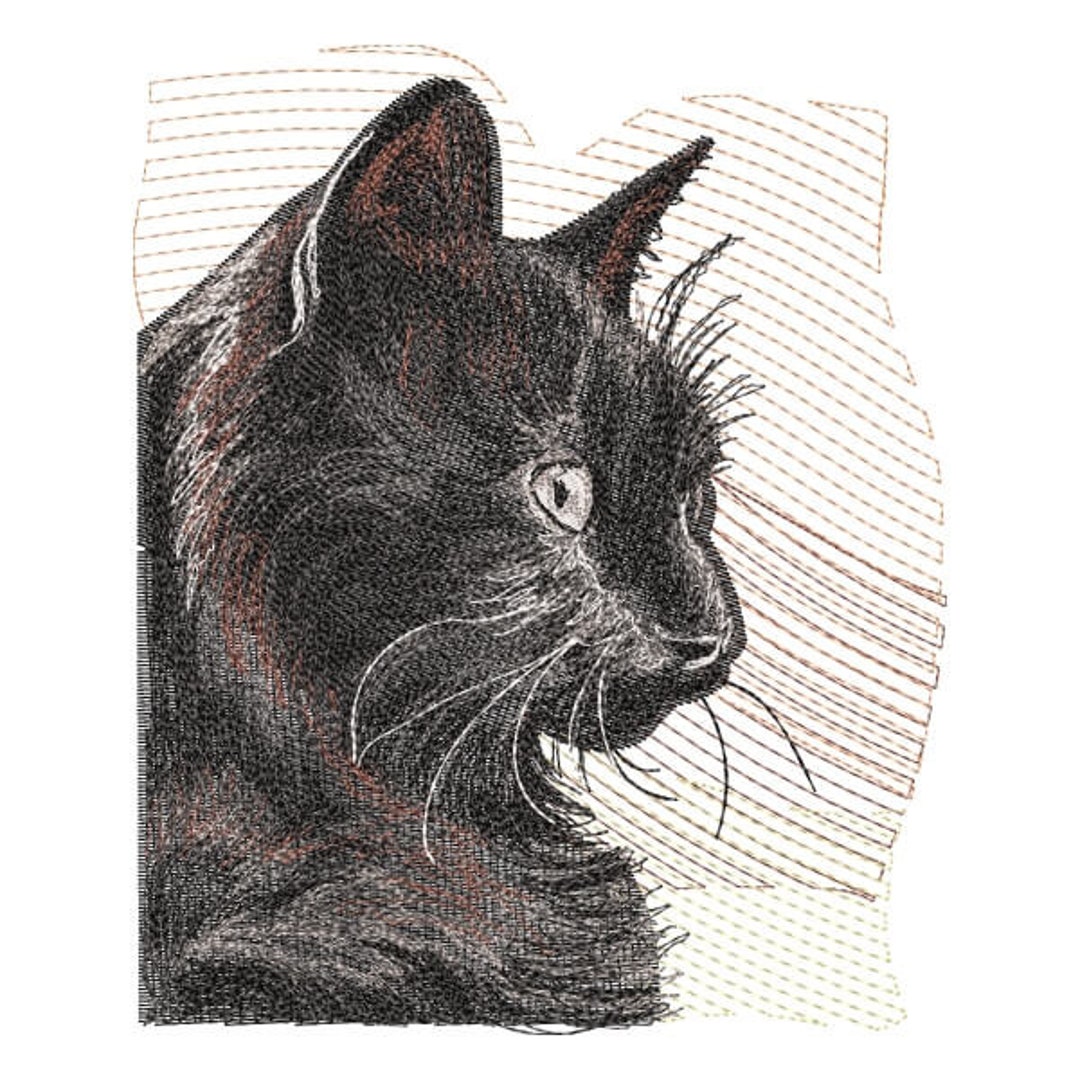Pet Cat realistic Embroidery Design 5 Different Sizes for Instant ...